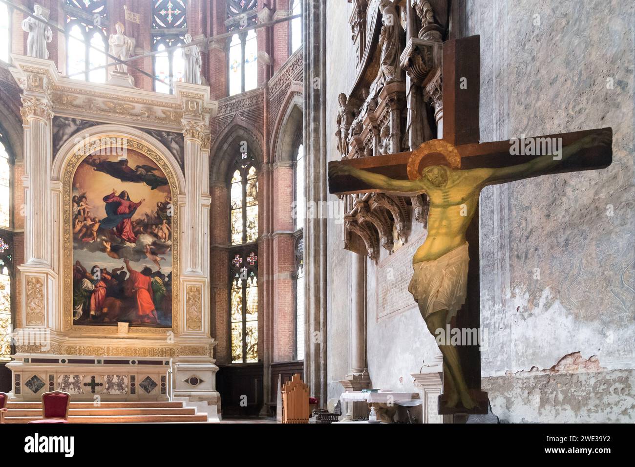 Crucifix from XIII century and Italian Renaissance Assumption of the ...