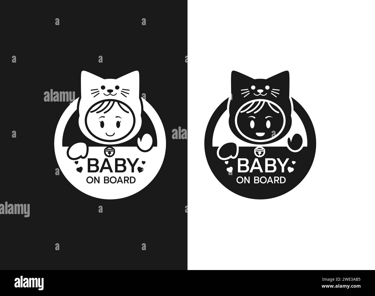 Baby on board sign logo icon. Child safety sticker warning emblem. Cute ...