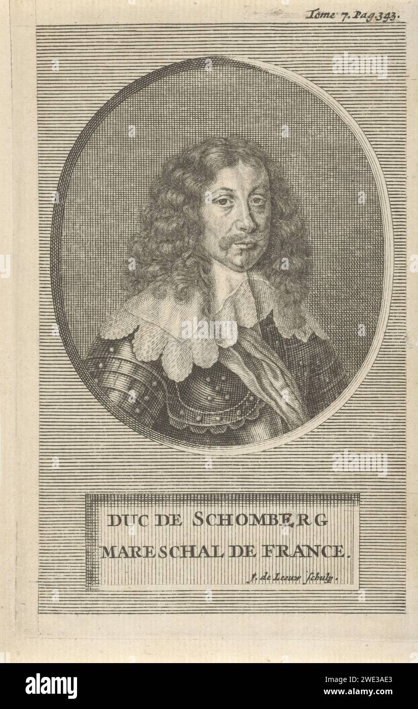 Portrait of Friedrich Arnaud, Hertog van Schomberg, Jan de Leeuw, 1704 ...