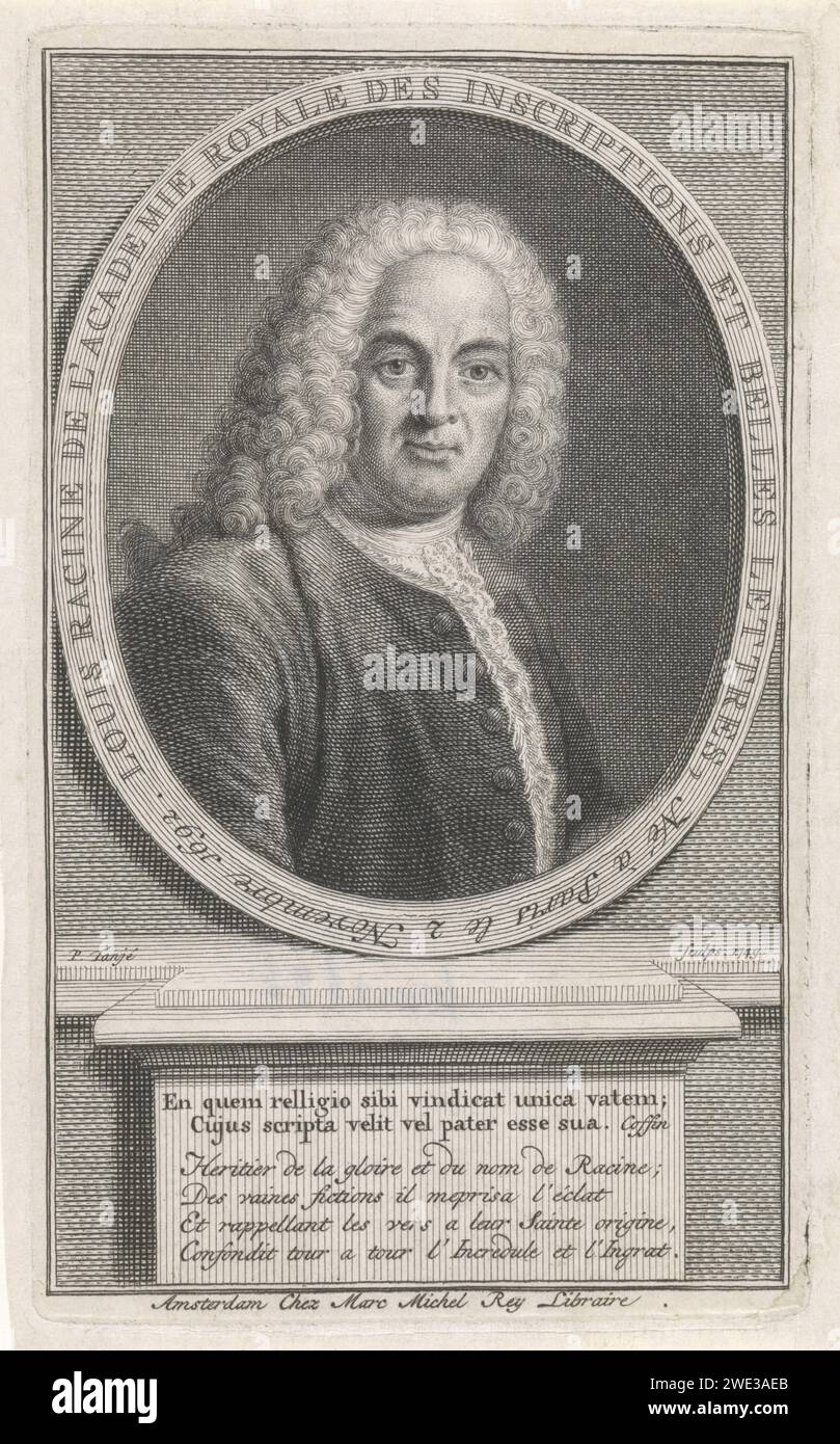 Portrait of Louis Racine, Pieter Tanjé, 1749 print Portrait of poet ...
