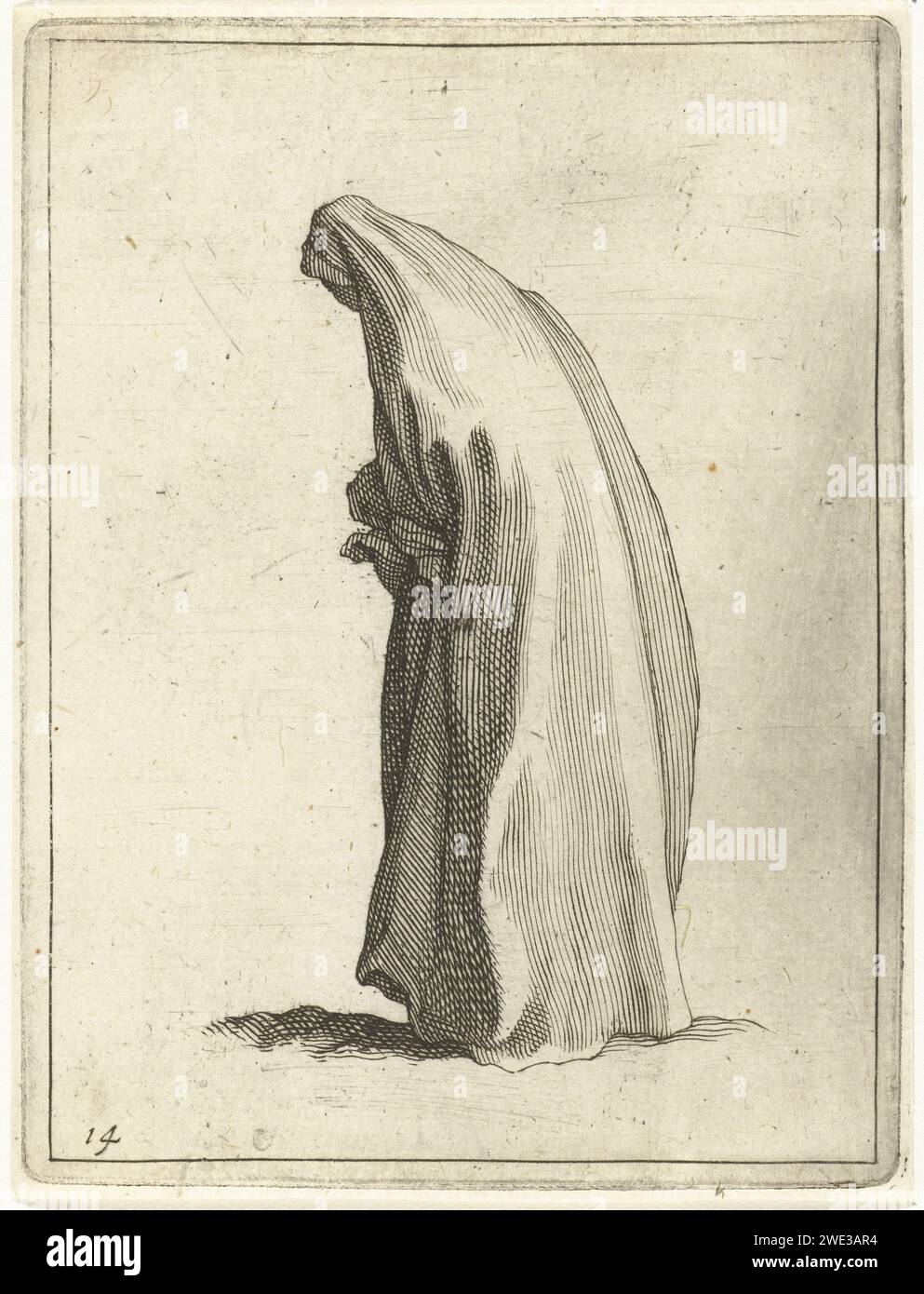 Woman with long veil, Frederick Bloemaert, After Abraham Bloemaert ...