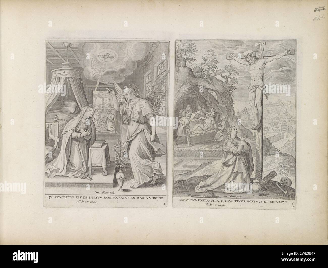Crucifixion and Tombination, 1643 print Illustration of the fourth ...