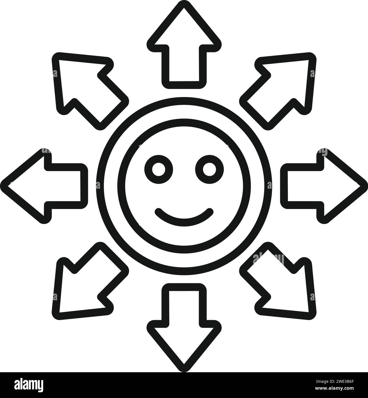 Happy arrow choice icon outline vector. Brain diagram. Collection ...