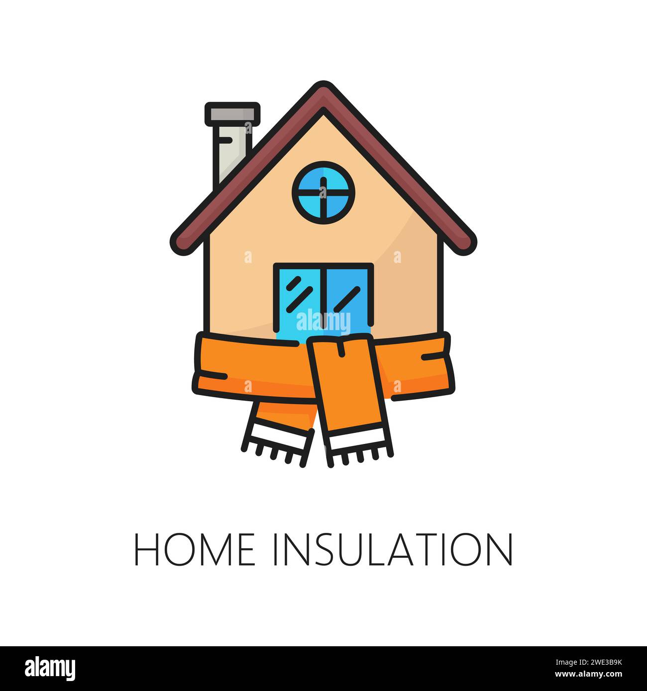 Home wall thermal insulation icon. Construction insulation layer ...