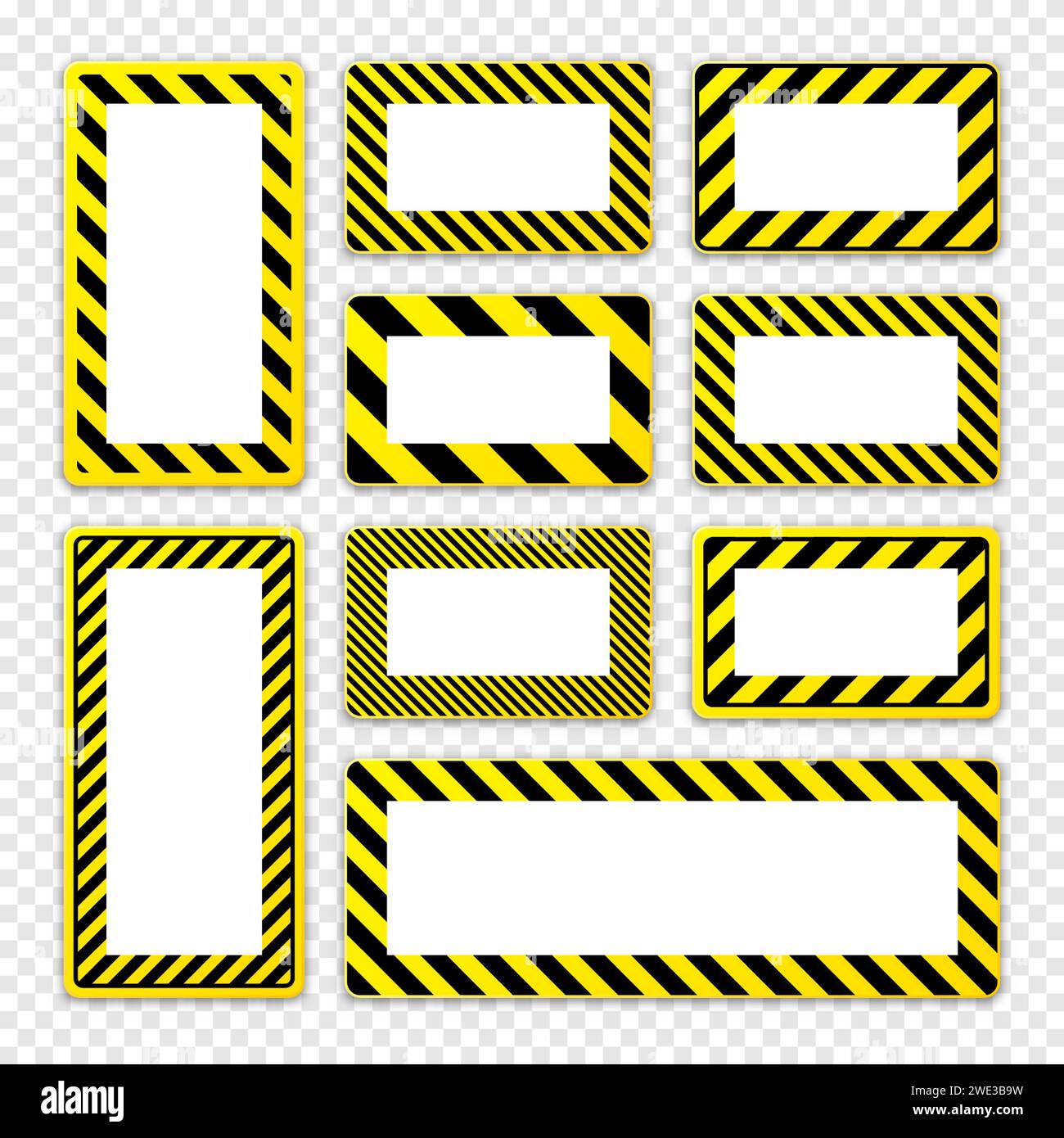 Various blank warning signs with diagonal lines. Red attention, danger ...