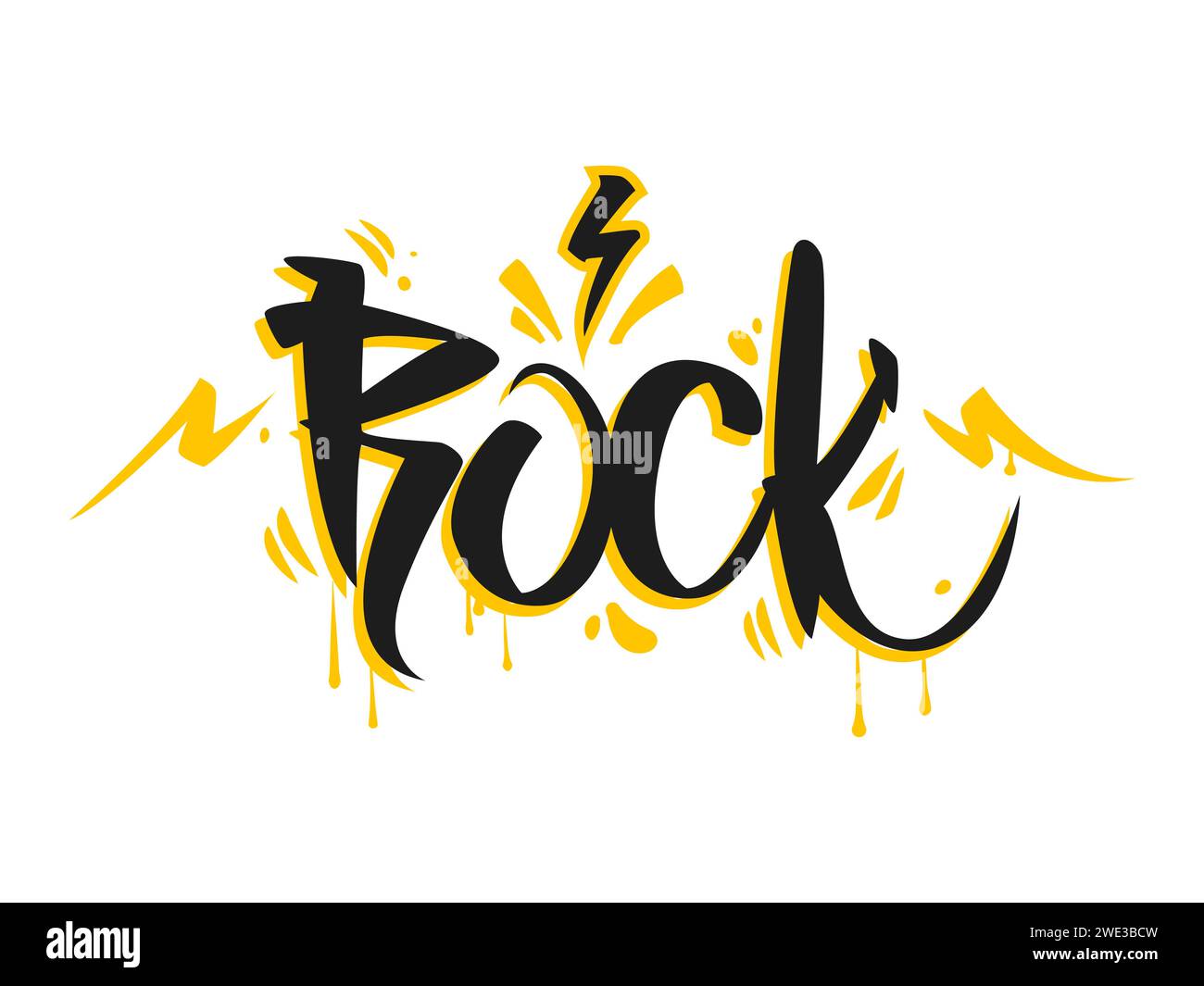 Rock graffiti word, street art and urban style text lettering with ...
