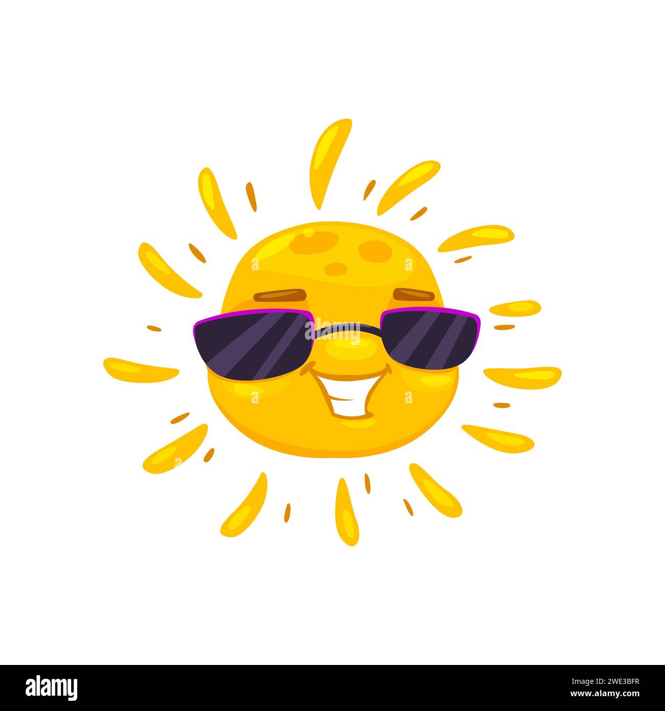 Cartoon sun character with sunglasses. Happy summer sun vector ...