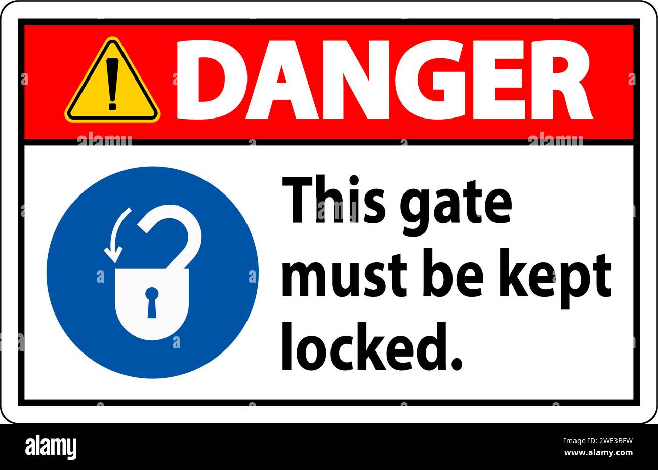 Locked gate with danger sign Stock Vector Images - Alamy