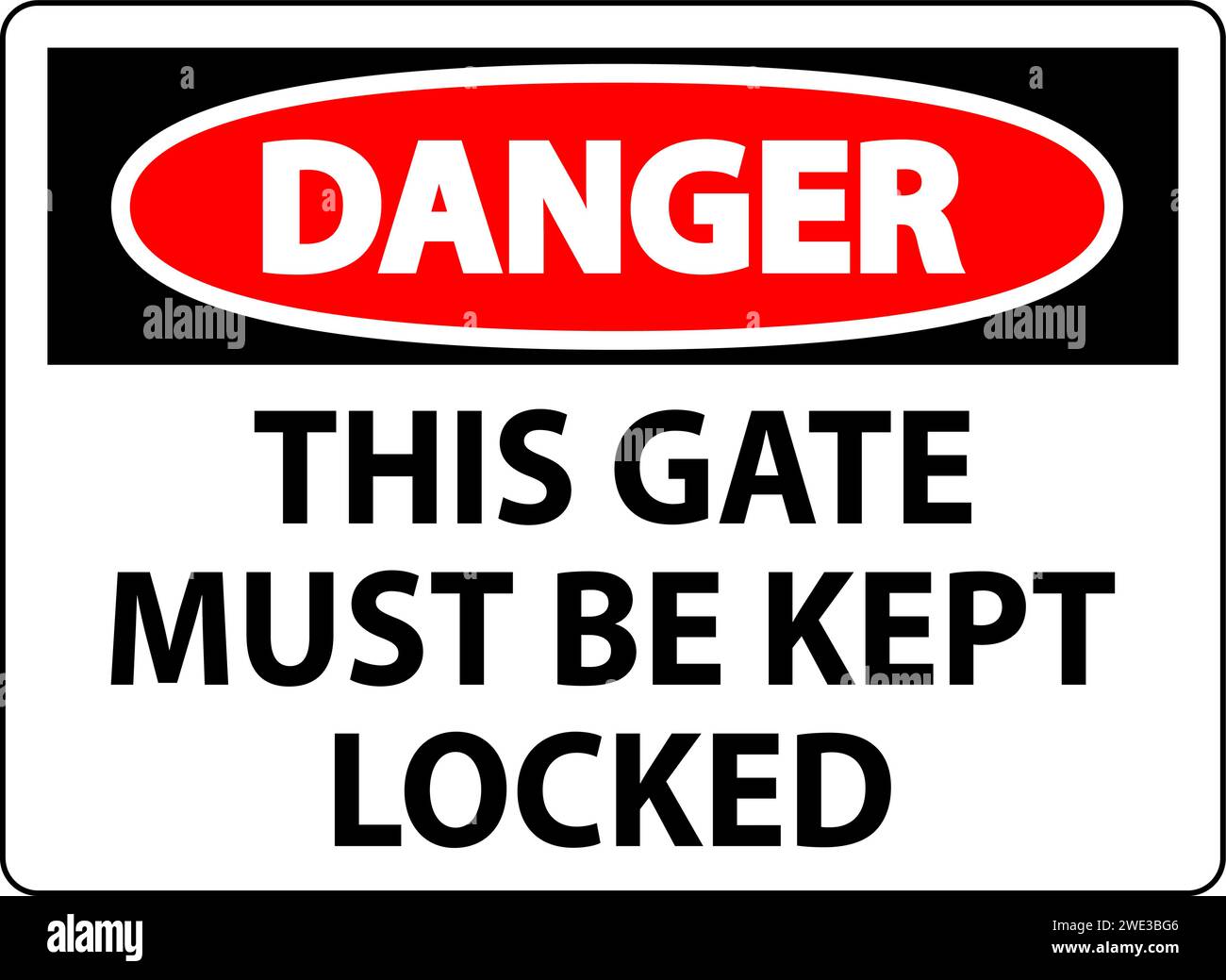 Locked gate with danger sign Stock Vector Images - Alamy