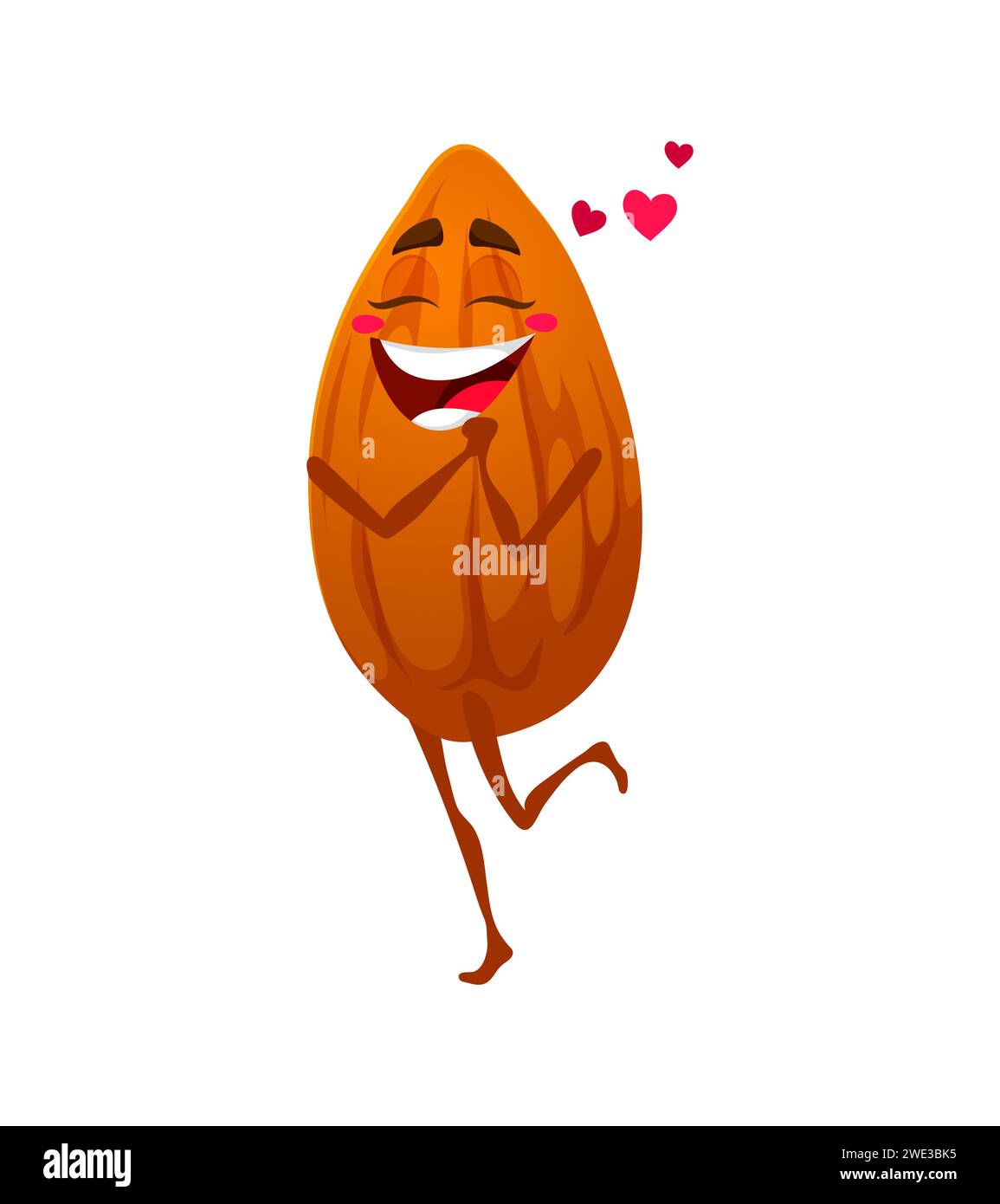 Cartoon almond nut character fall in love. Isolated vector adorable ...