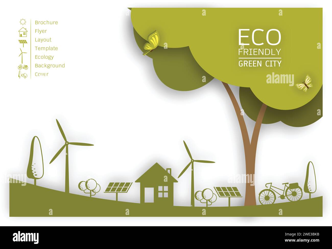 Vector Brochure Flyer design Layout template. Ecology background with ...