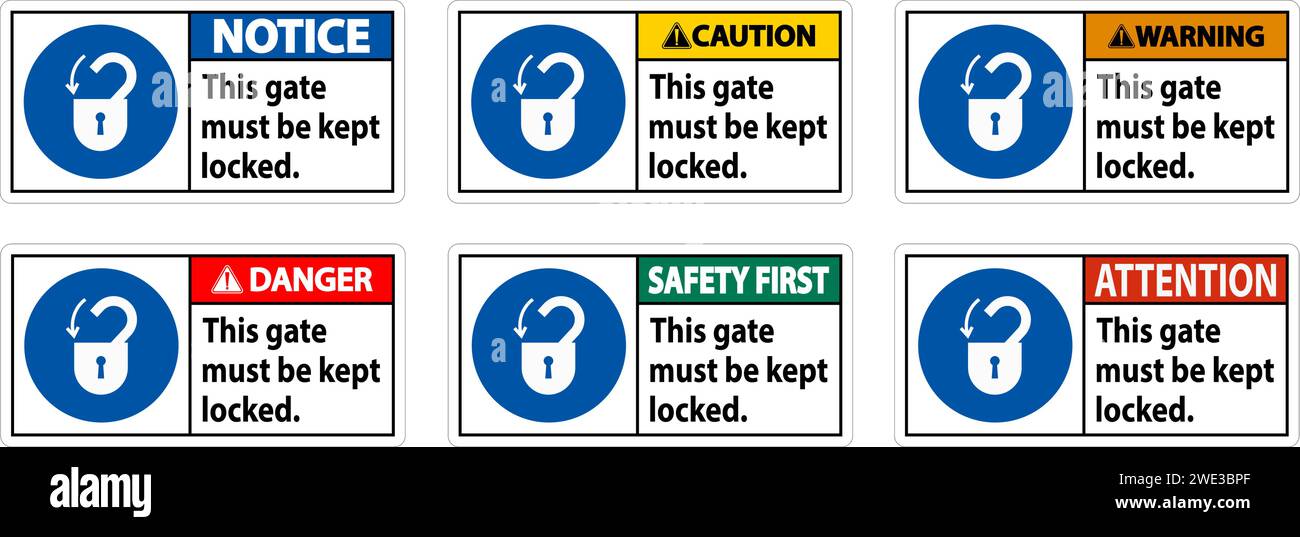 Notice Sign, Gate Must Be Kept Locked Stock Vector Image & Art - Alamy