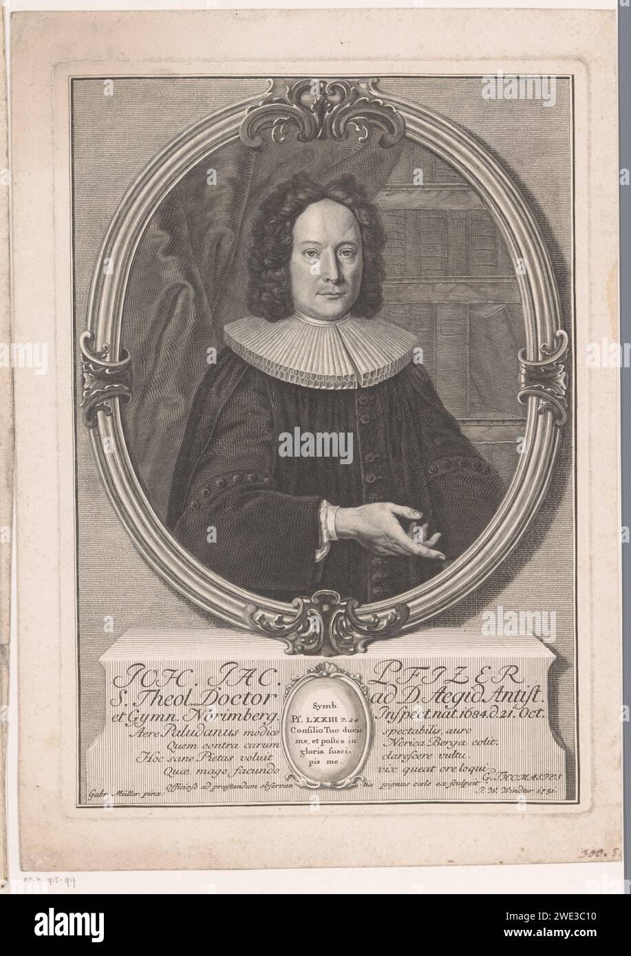 Portrait van Johann Jacob Pfitzer, Johann Wilhelm Windter, after ...