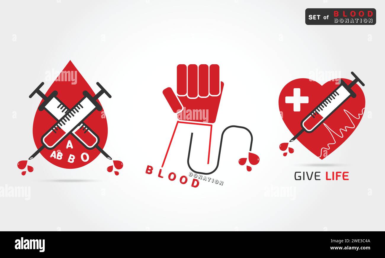 logotype blood donation, help the sick and needy. dropper with a drop ...