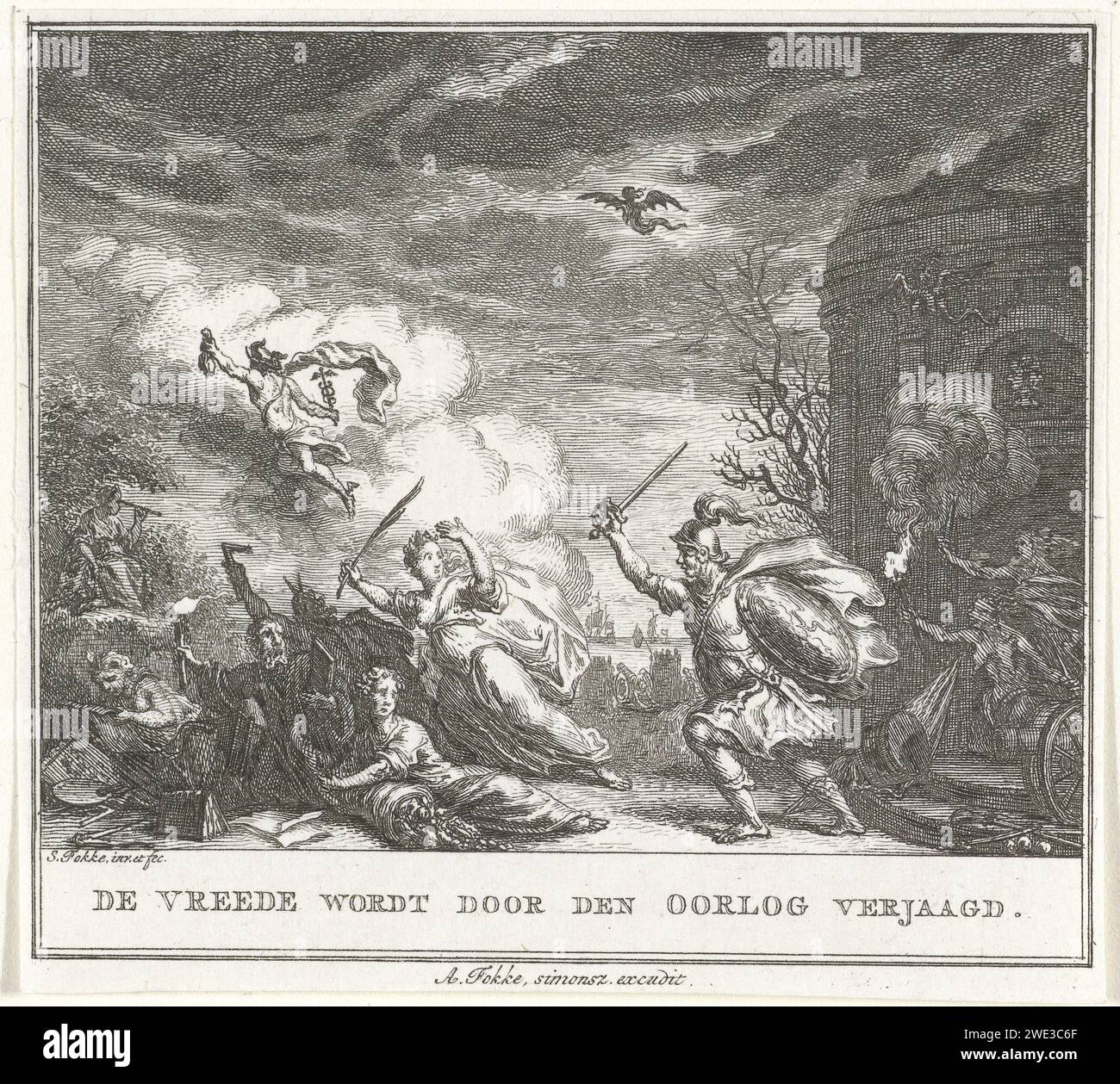 Peace driven by war, Simon Fokke, 1774 - 1784 print The personification ...