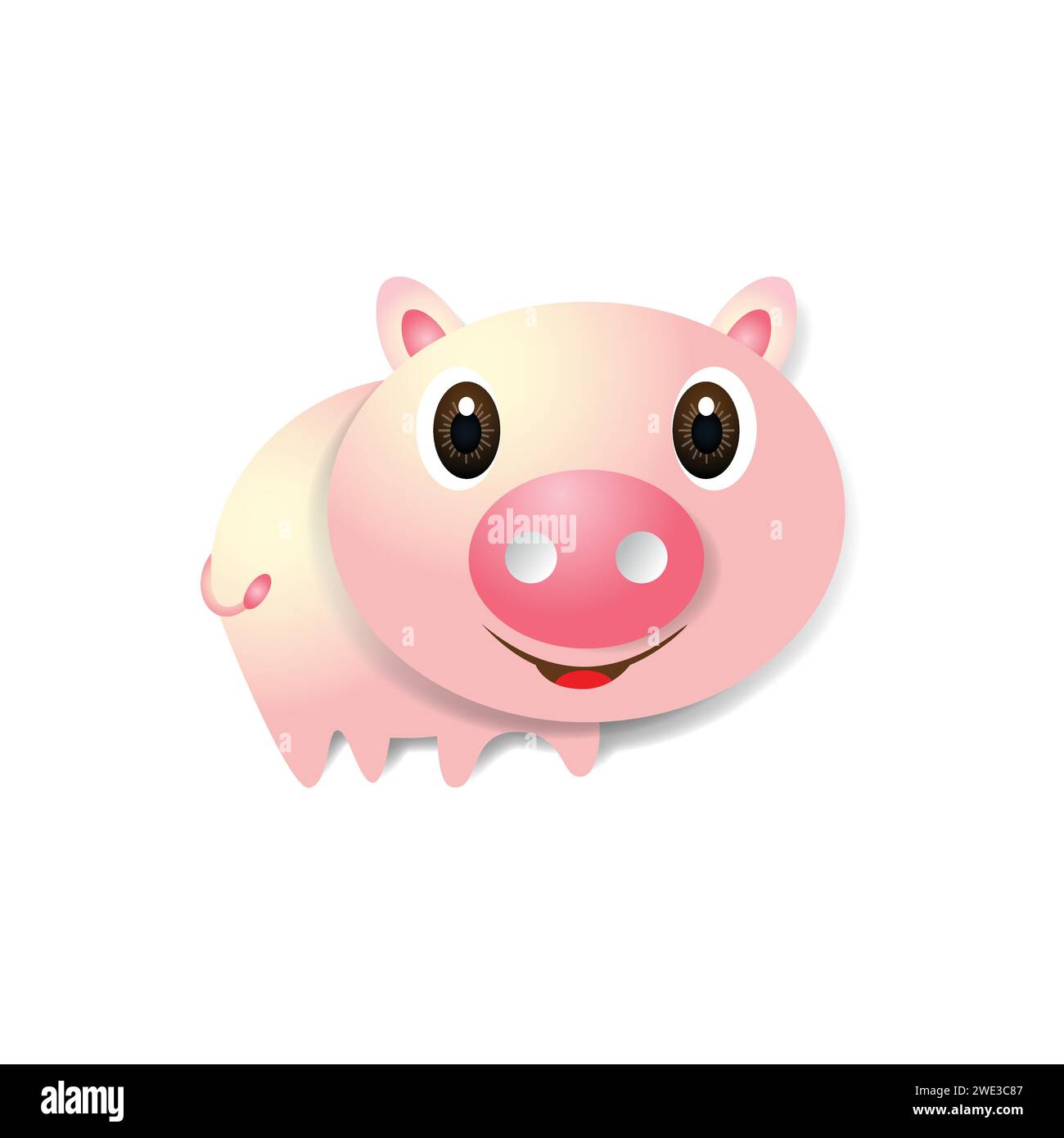 Cute pig cartoon vector illustration on white background vector ...