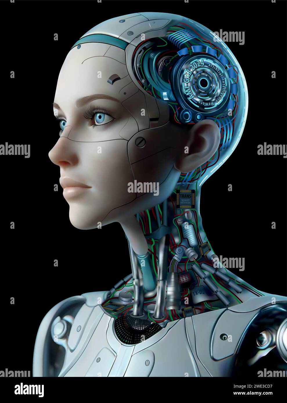 Artificial Intelligence in the Female Cybernetic Body Stock Vector ...