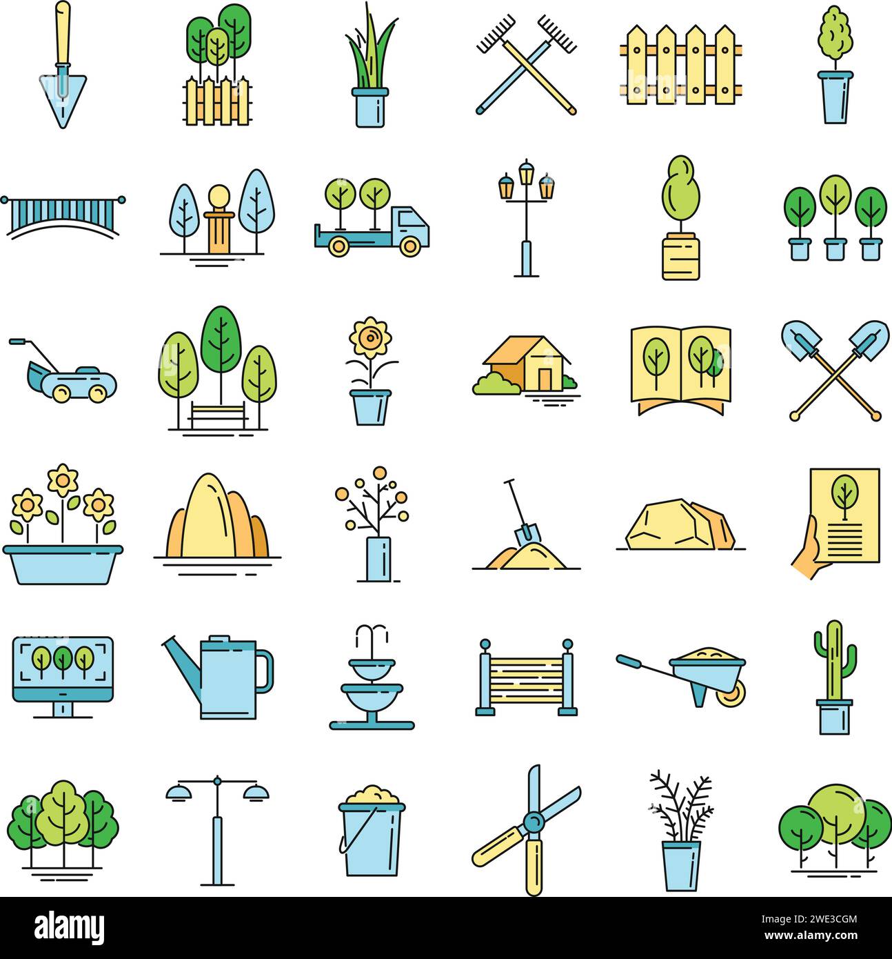 Landscape designer icons set. Outline set of landscape designer vector ... Landscape designer icons set. Outline set of landscape designer vector ...