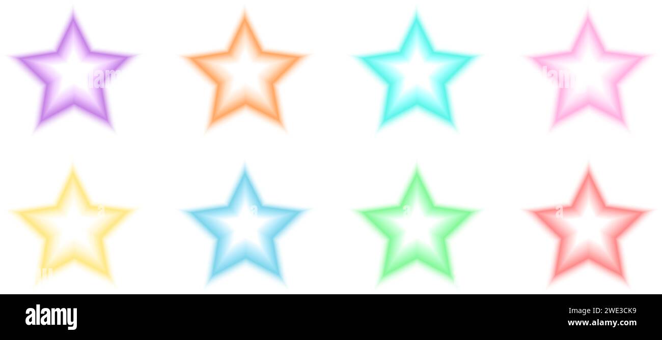 Star shapes in holographic blurry style. Trendy y2k stickers with ...
