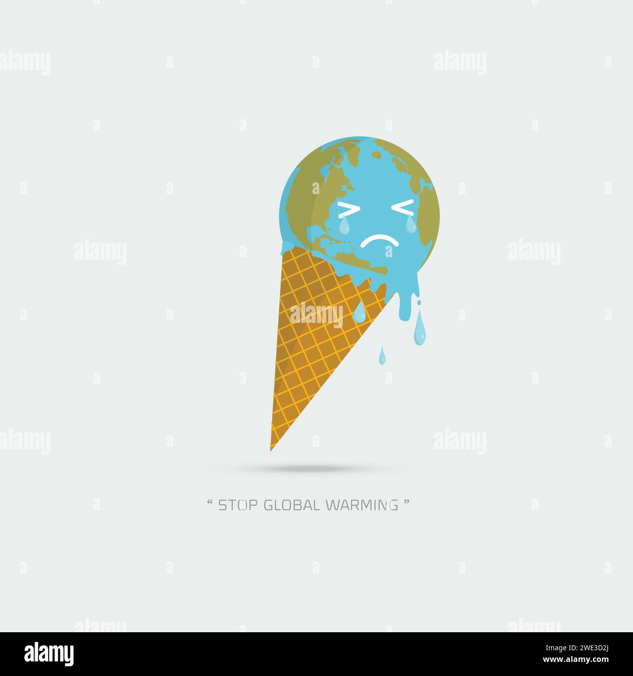 Earth Cream Cone Save The Planet Poster Concept. Stop global warming ...