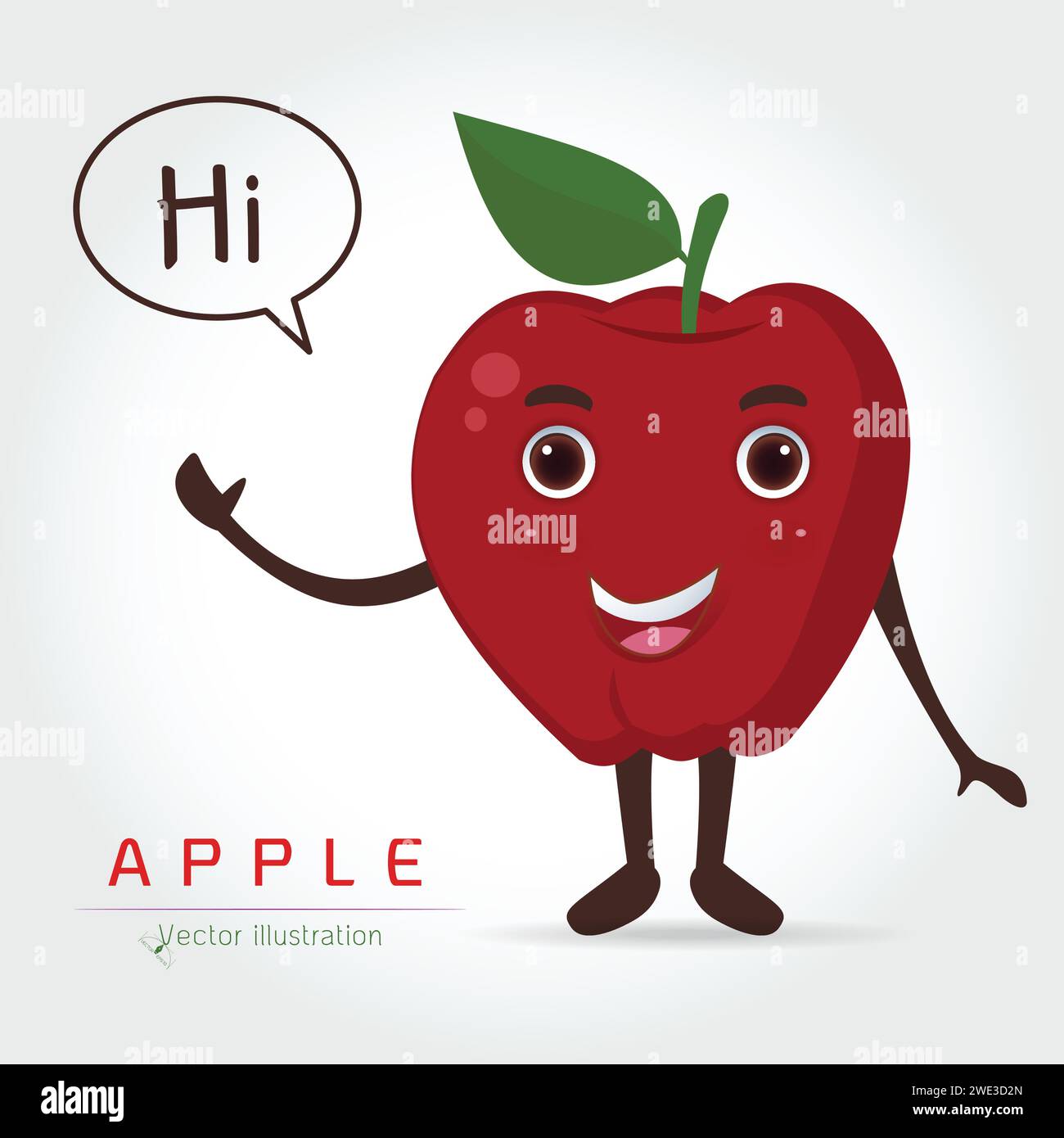 Apple vector icon cartoon style isolated on white background. vector ...