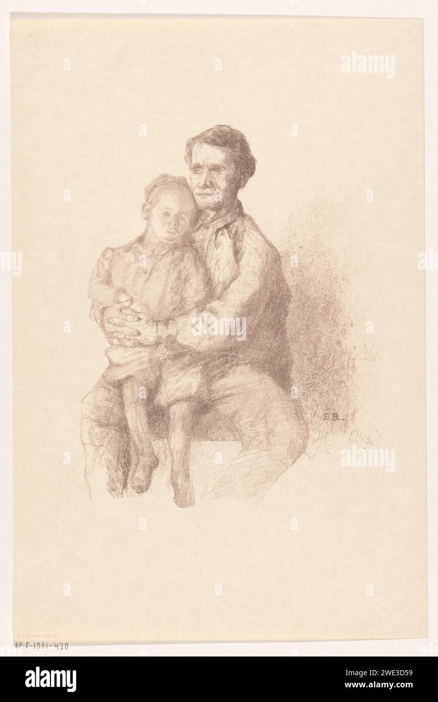 Sick boy on his lap with a man, Frederika Henriëtte Broeksmit, 1885 ...