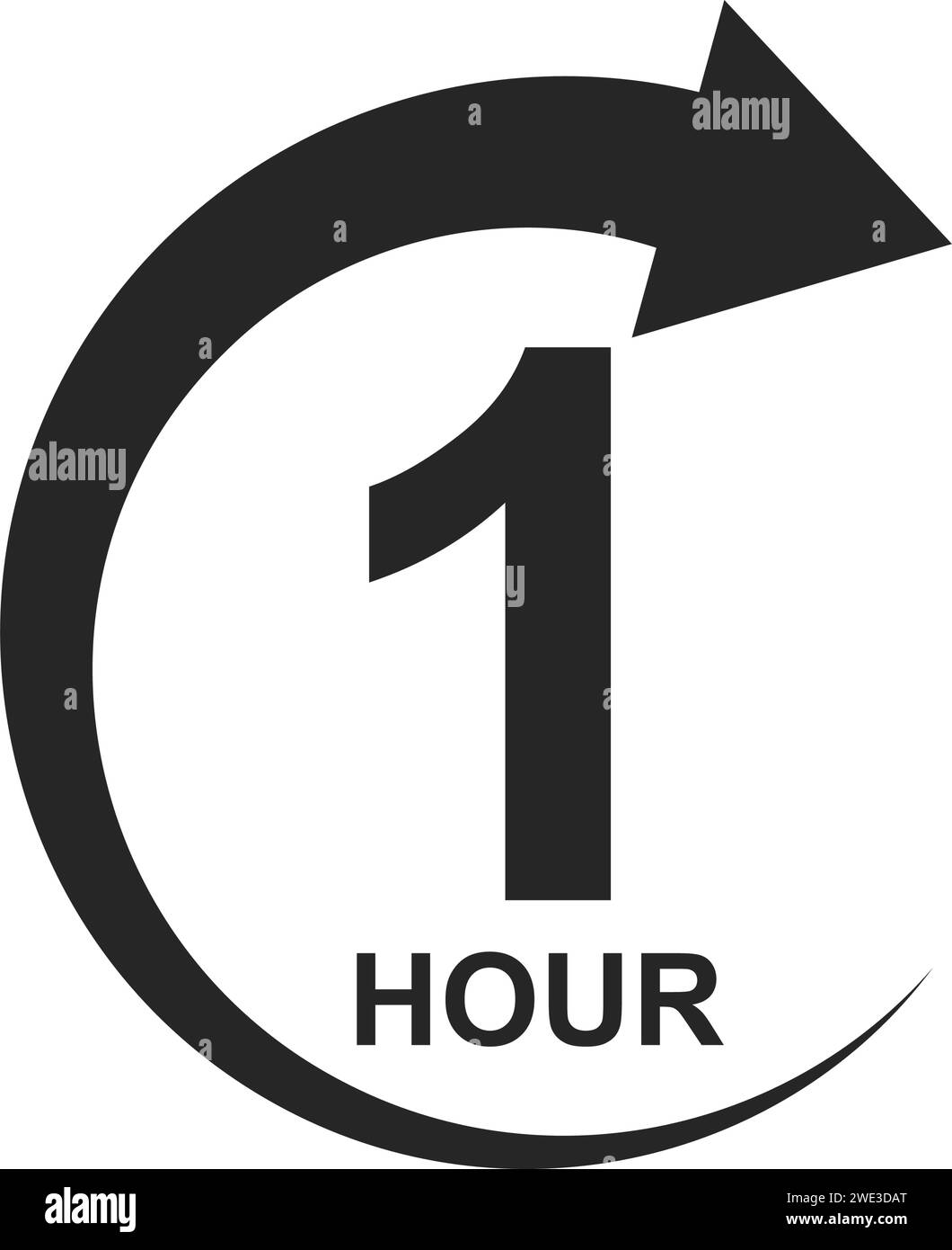 1 hour icon with circle arrow. Cook or sport countdown symbol. Shipping ...