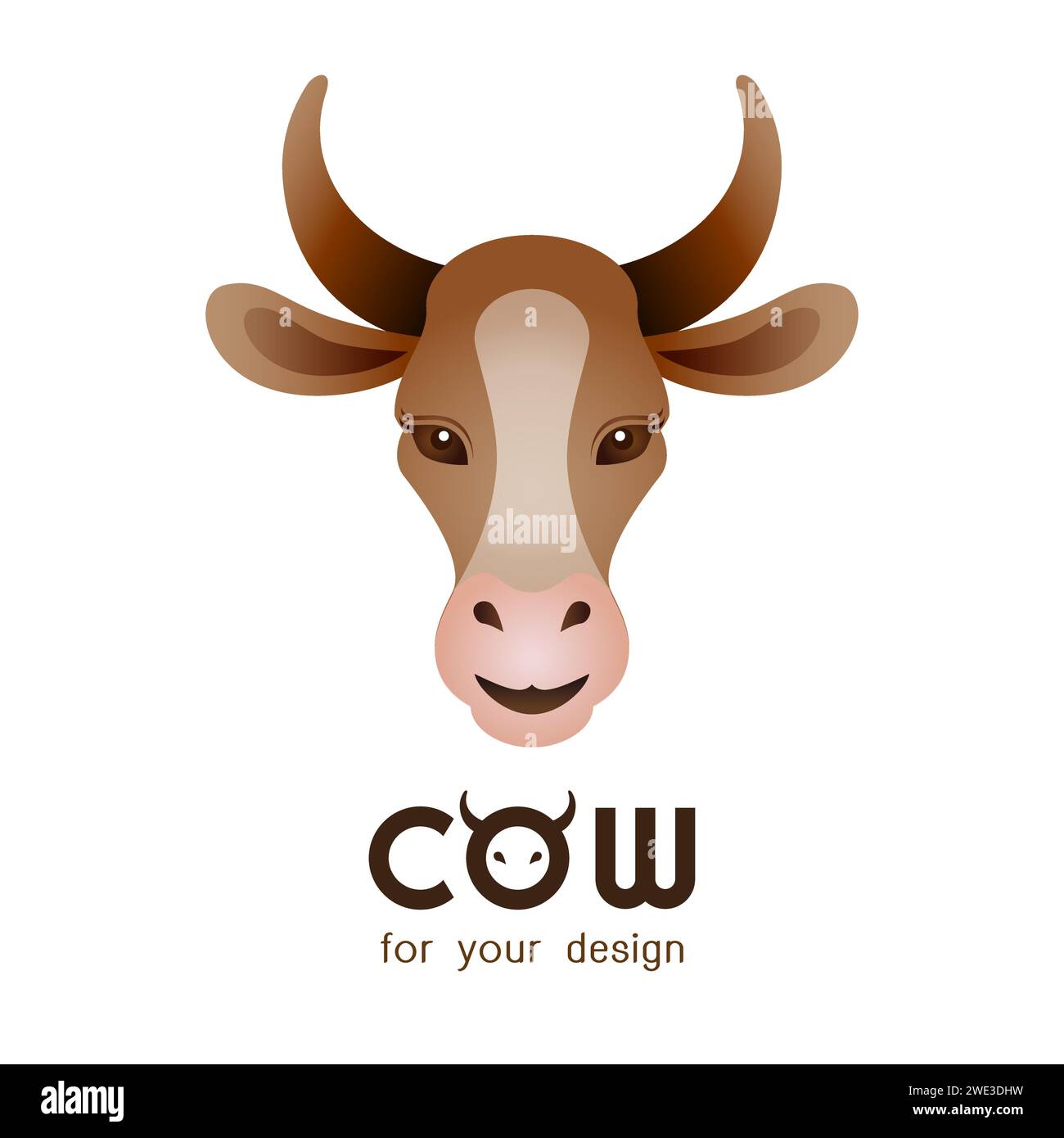Vector of a cow head design on white background. Farm Animal. Easy ...