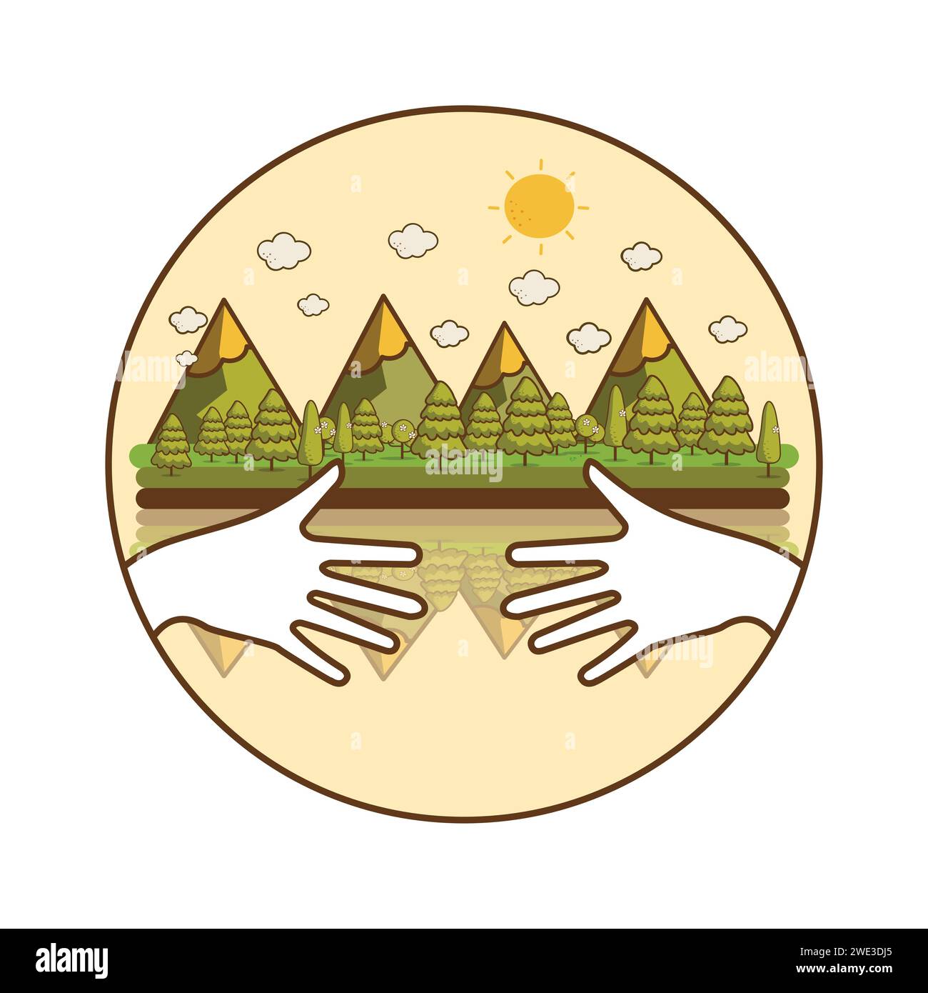 Eco friendly hands hug concept green tree.Environmentally friendly ...