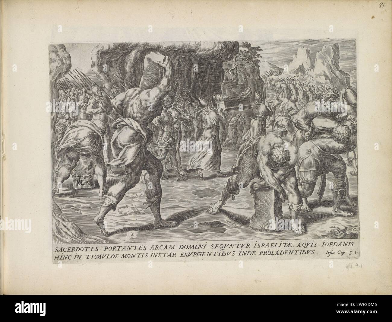 Crossing the river Jordaan, 1643 print The Israelites pull over the dry ...