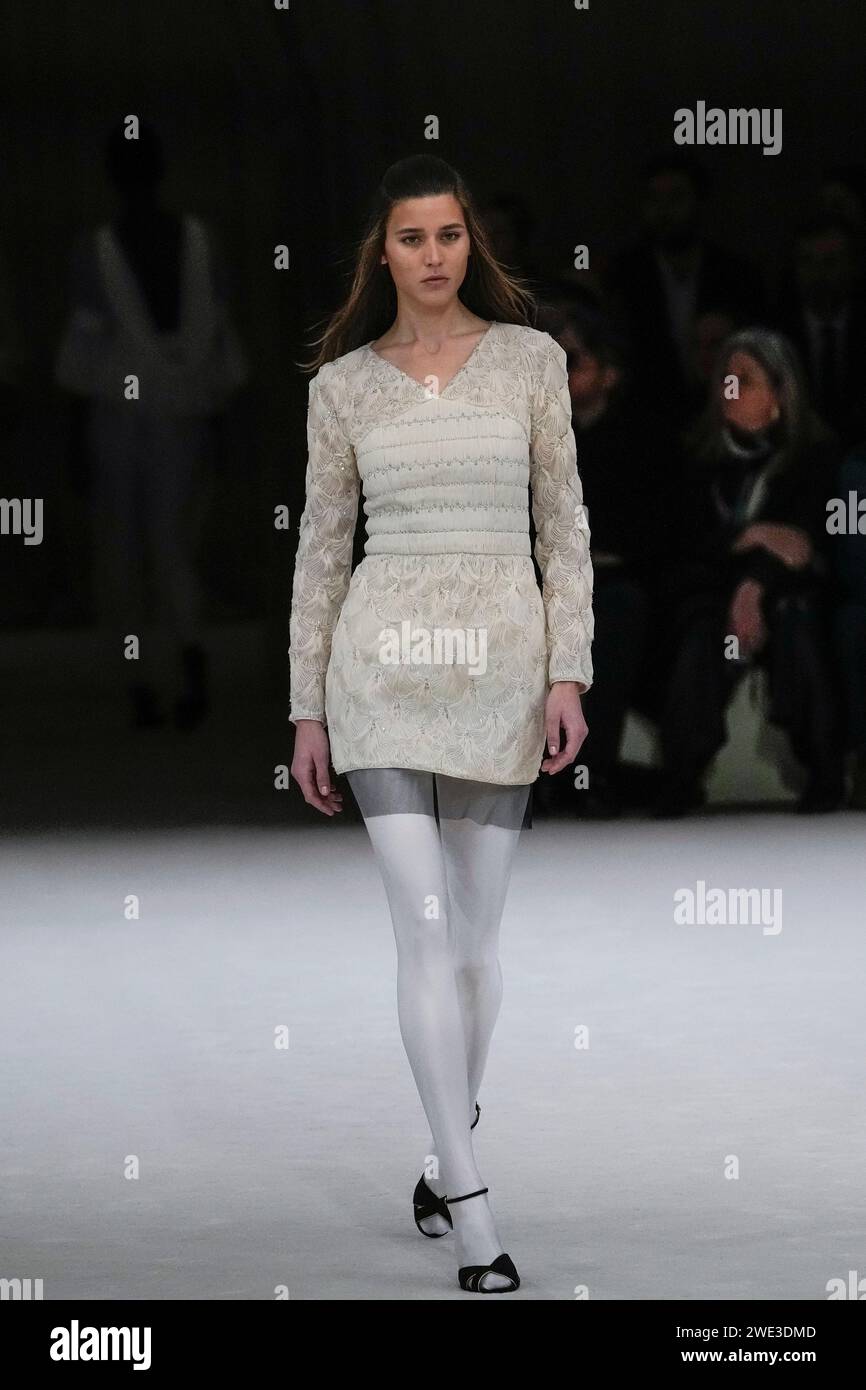 A model wears a creation for Chanel as part of the Haute Couture Spring ...
