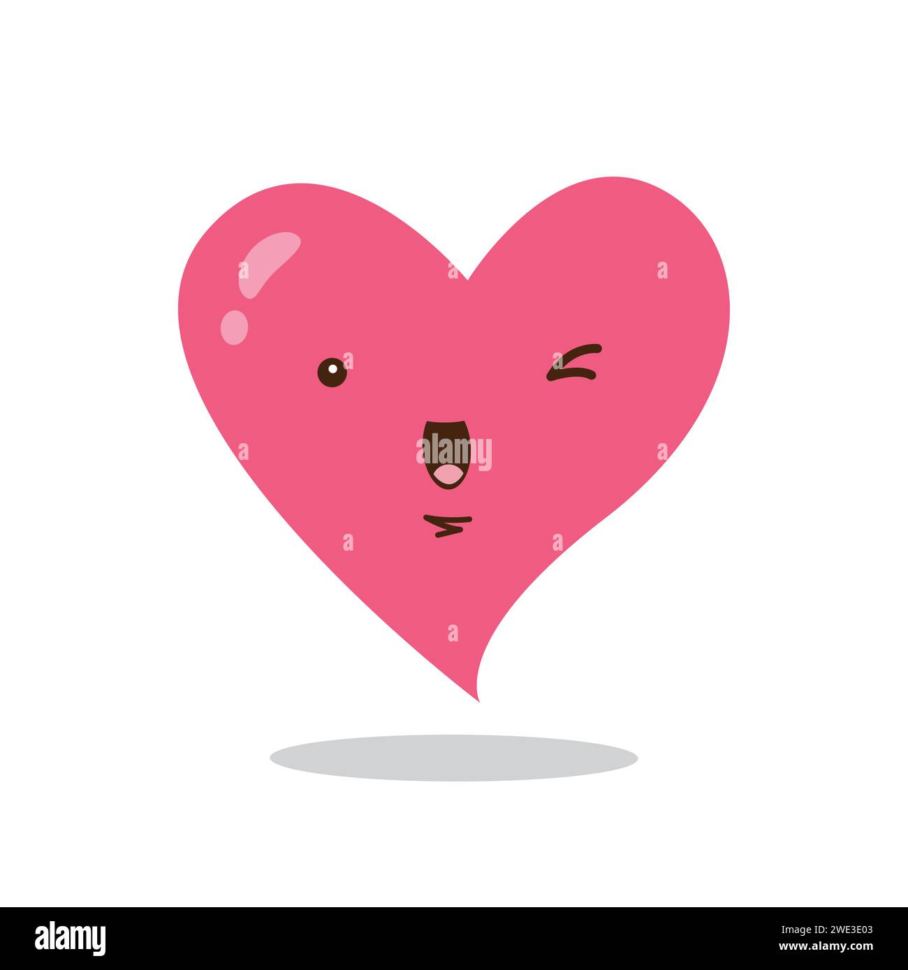 Cute funny heart cartoon kawaii character icon isolated on white ...