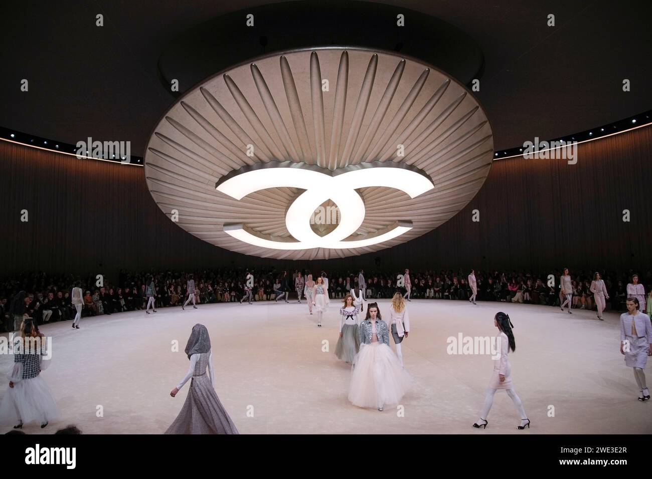 Models wear creations for Chanel as part of the Haute Couture Spring ...