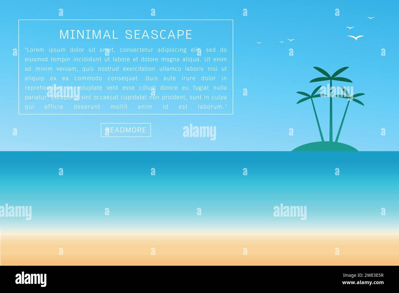 Vector illustration minimal seascape background with mountain range and ...