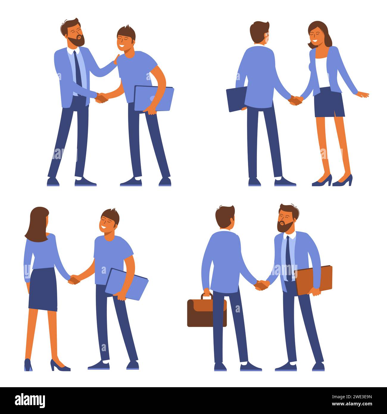 Two person shaking cartoon hi-res stock photography and images - Alamy