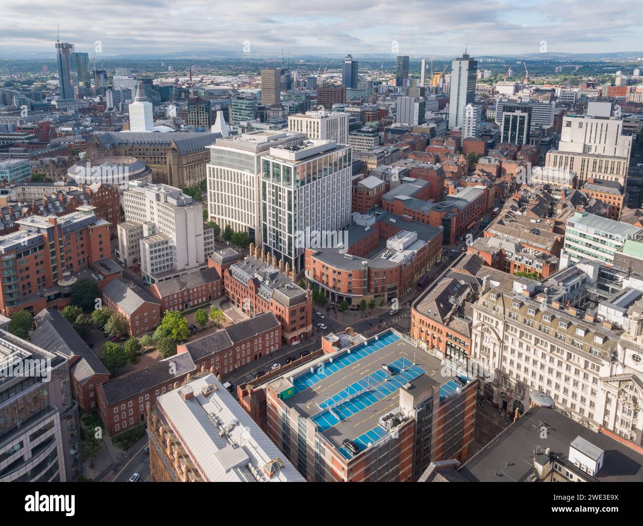 Aerial image of Manchester city centre, UK including St Peter's Square ...