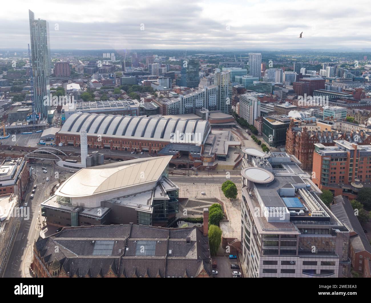 Aerial photograph of Manchester city centre, UK including Beetham Tower ...