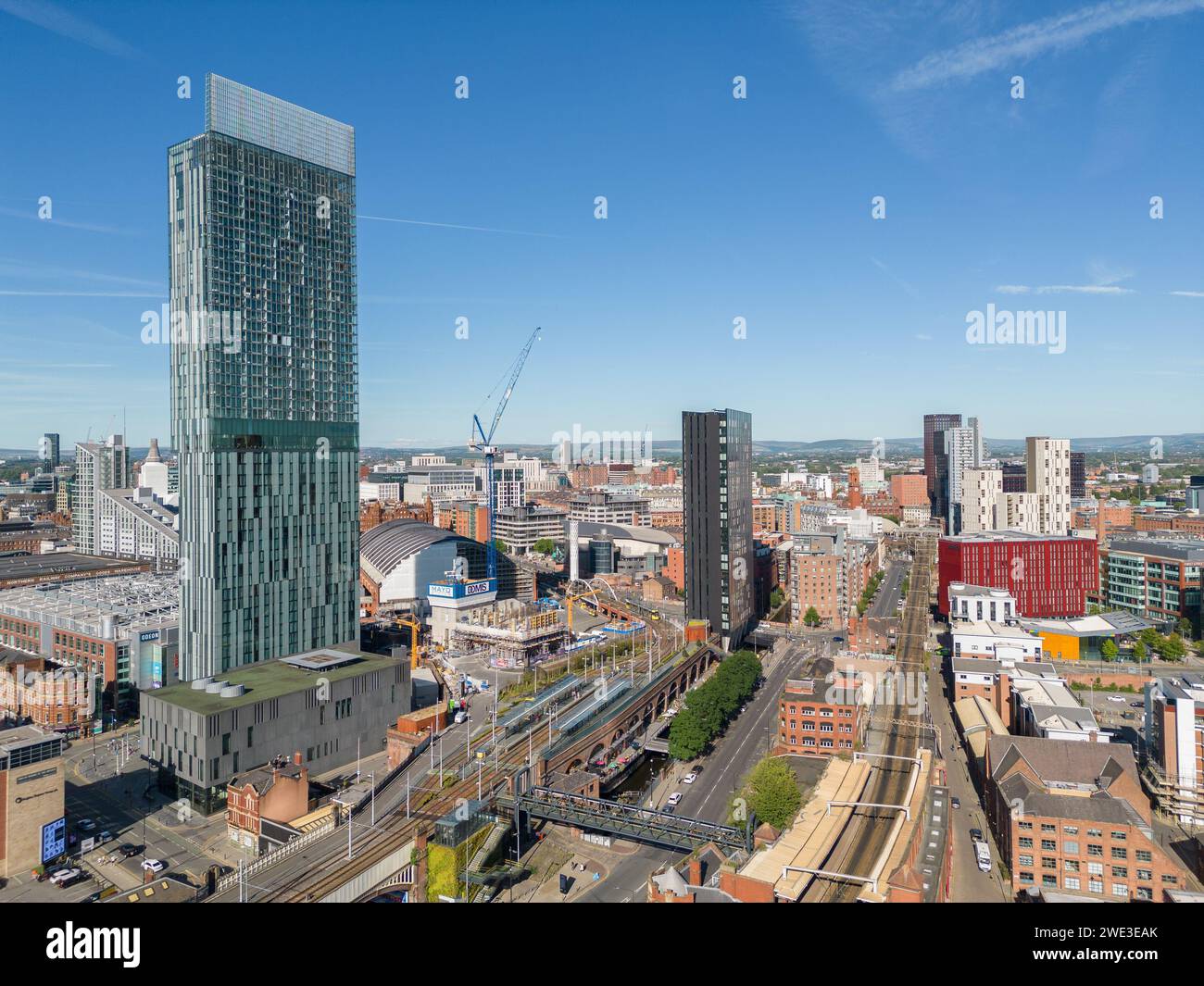 Aerial image of Beetham Tower, Castlefield tram stop & Deansgate ...