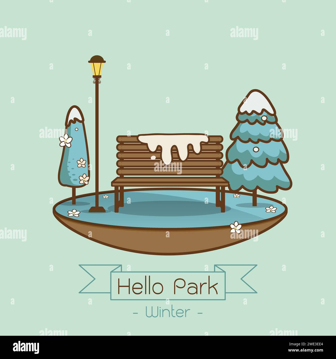 Hello winter Park. Natural landscape in the flat style. a beautiful ...