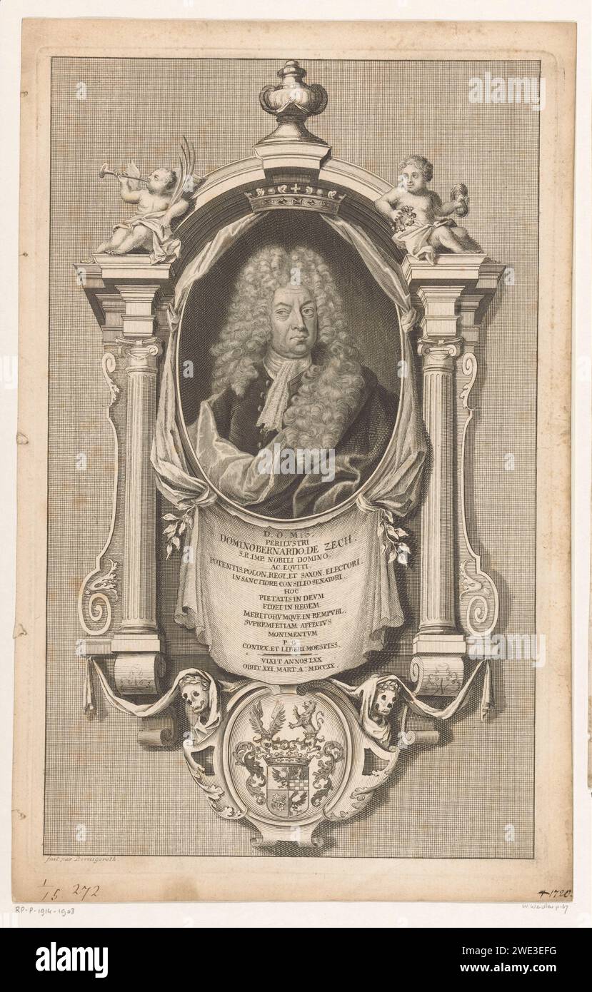 Epitaab with Portrait of Bernhard von Zech, Martin Berbigeroth, 1720 ...