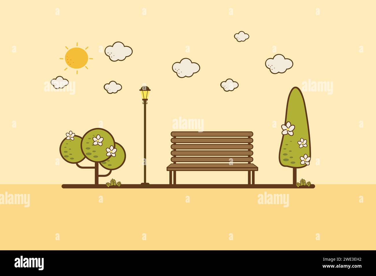 Hello Park. Natural landscape in the flat style. a beautiful park ...