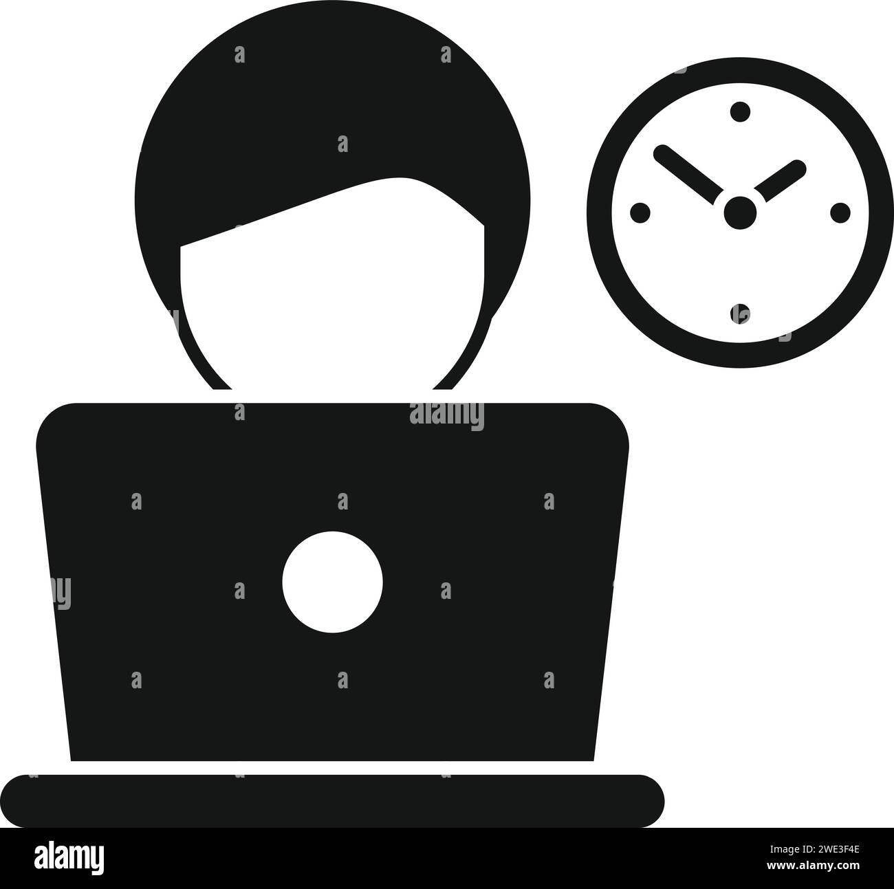 Daily time routine icon simple vector. Tired worker. Office laptop ...