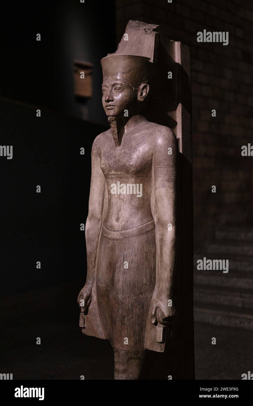 Luxor, Egypt - January 2, 2024: Statue of god Amoun, Limestone statue ...
