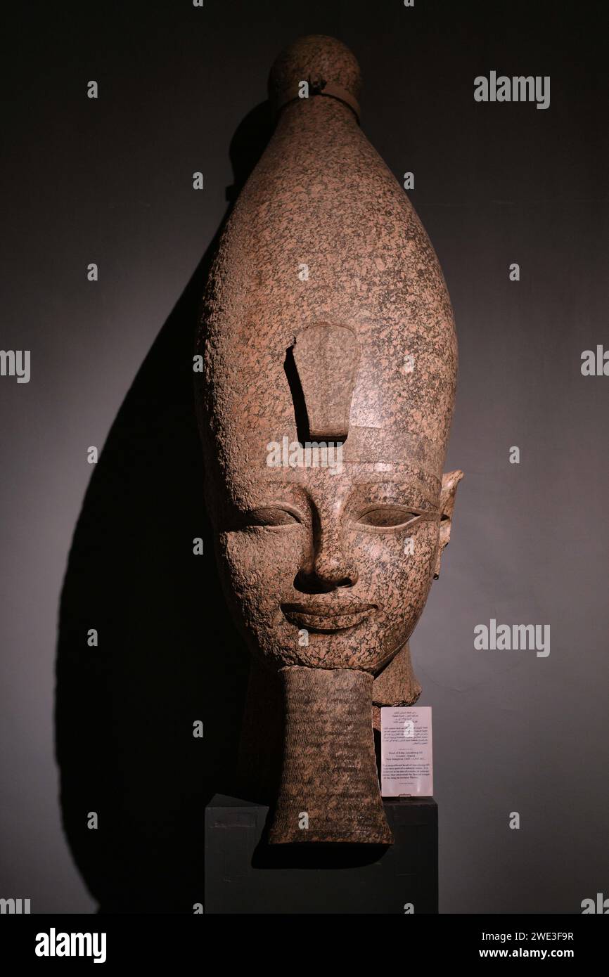 Luxor, Egypt - January 2, 2024: Head of King Amenhotep III, granite ...