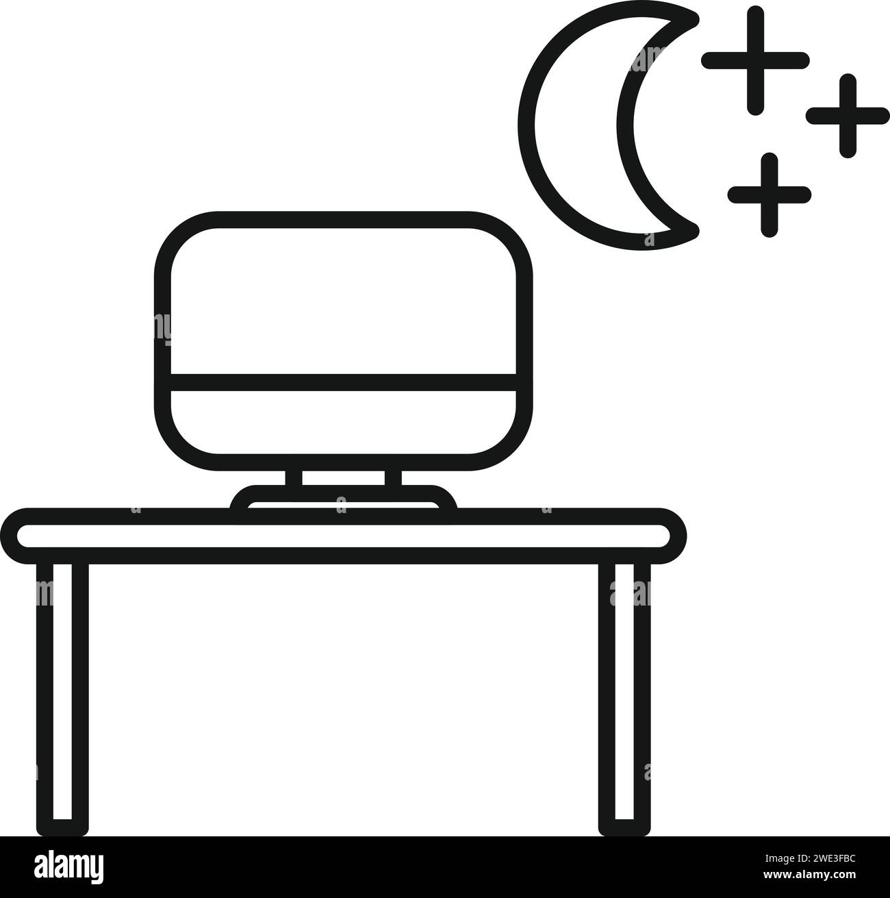 Change night work plan icon outline vector. Late busy work. Computer ...