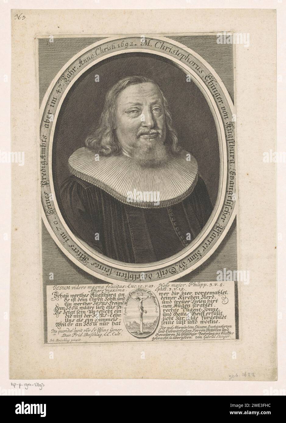 PortraT van Christoph Ehinger OP 70 -Jarige Leeftijd, Gabriel Ehinger ...