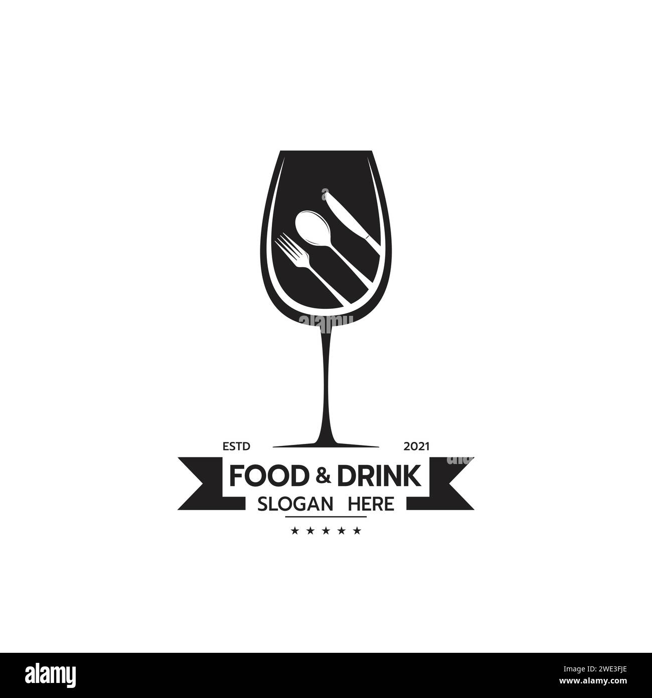 Food and drinks elegant logo with fork spoon knife kitchen restaurant ...
