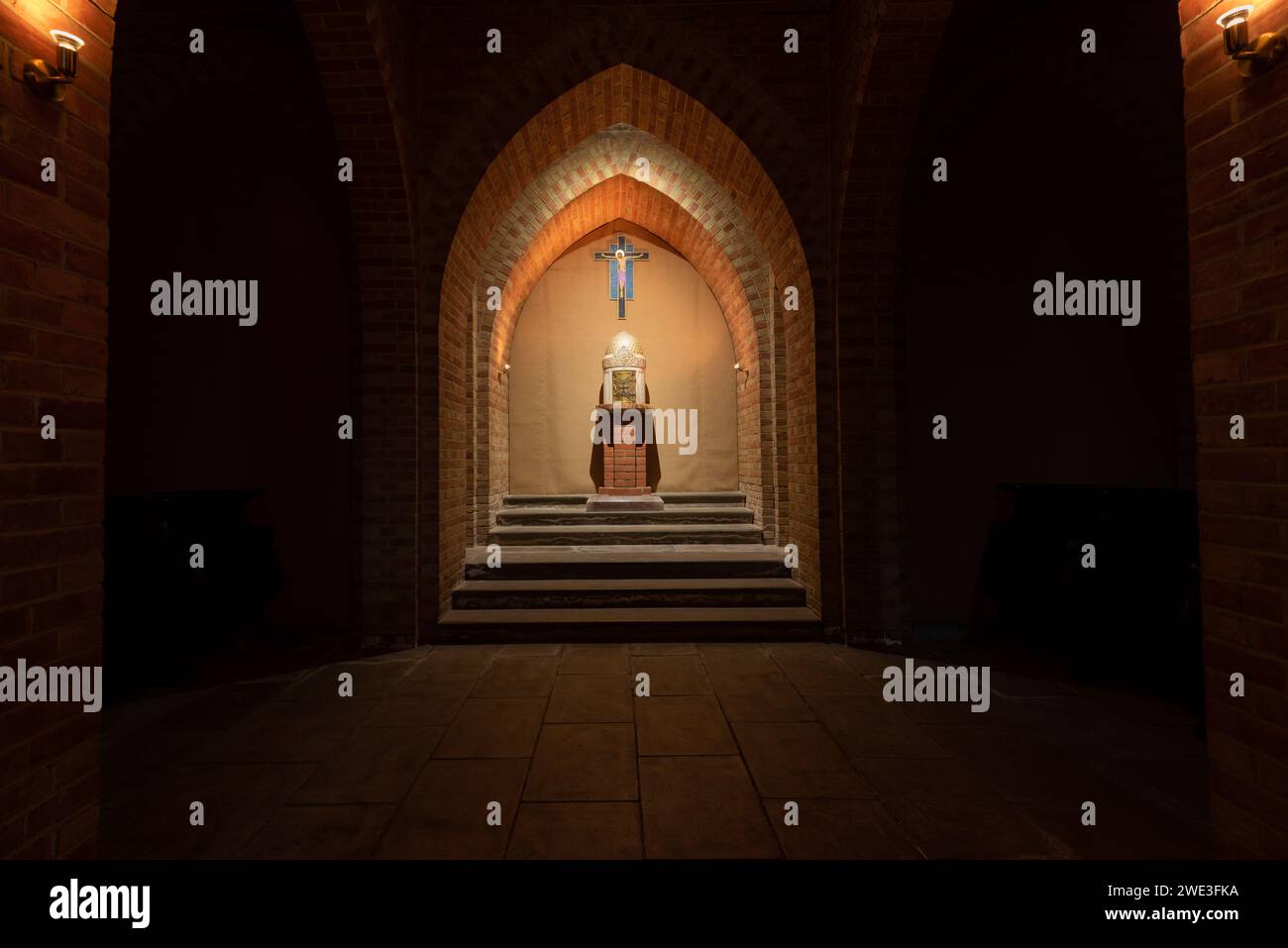 Small altar inside Quarr Abbey, private space for worship. January 2024 ...