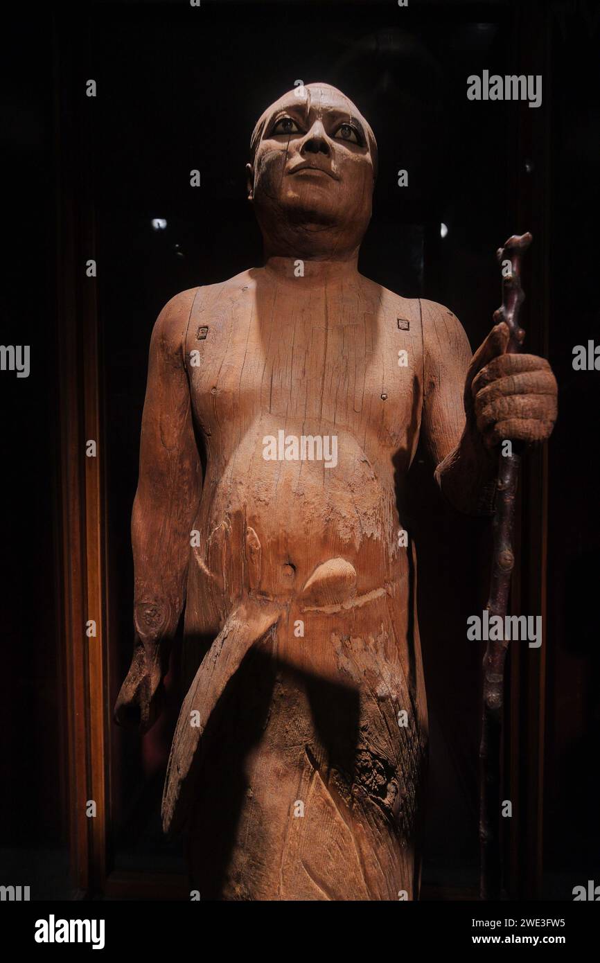 Cairo, Egypt - January 2, 2024: Egyptian statue depicting Kaaper the ...