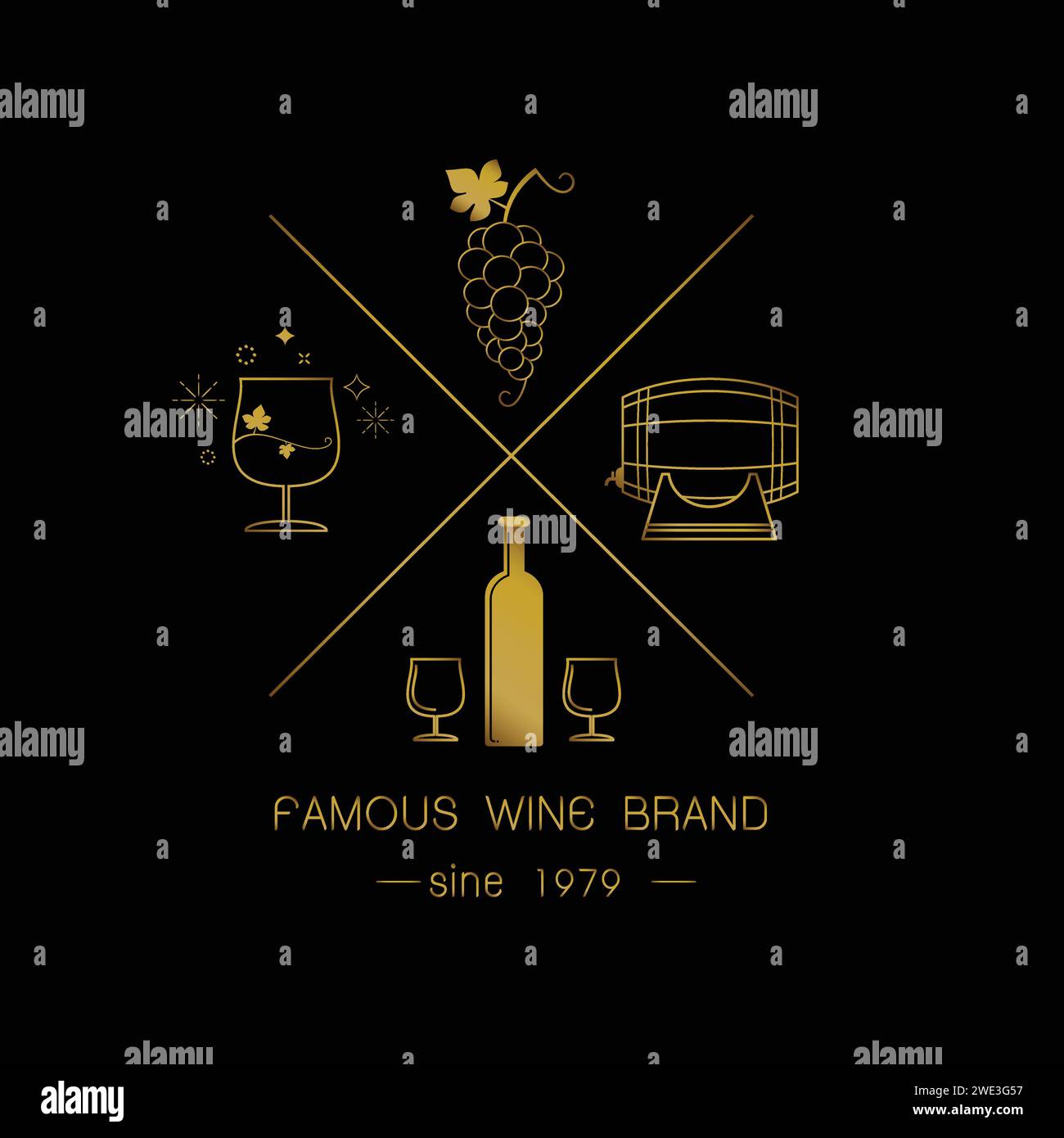 Set of wine labels. Elements for design on the wine theme. Collection ...